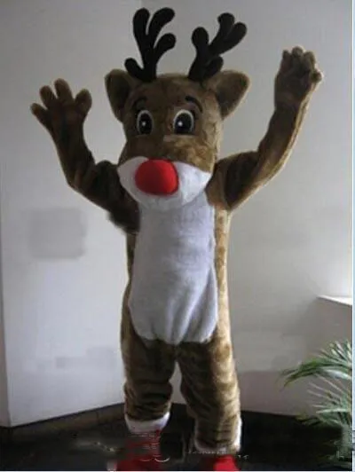 High Quality Adult Rudolph Reindeer Mascot Costume Cartoon Character ...