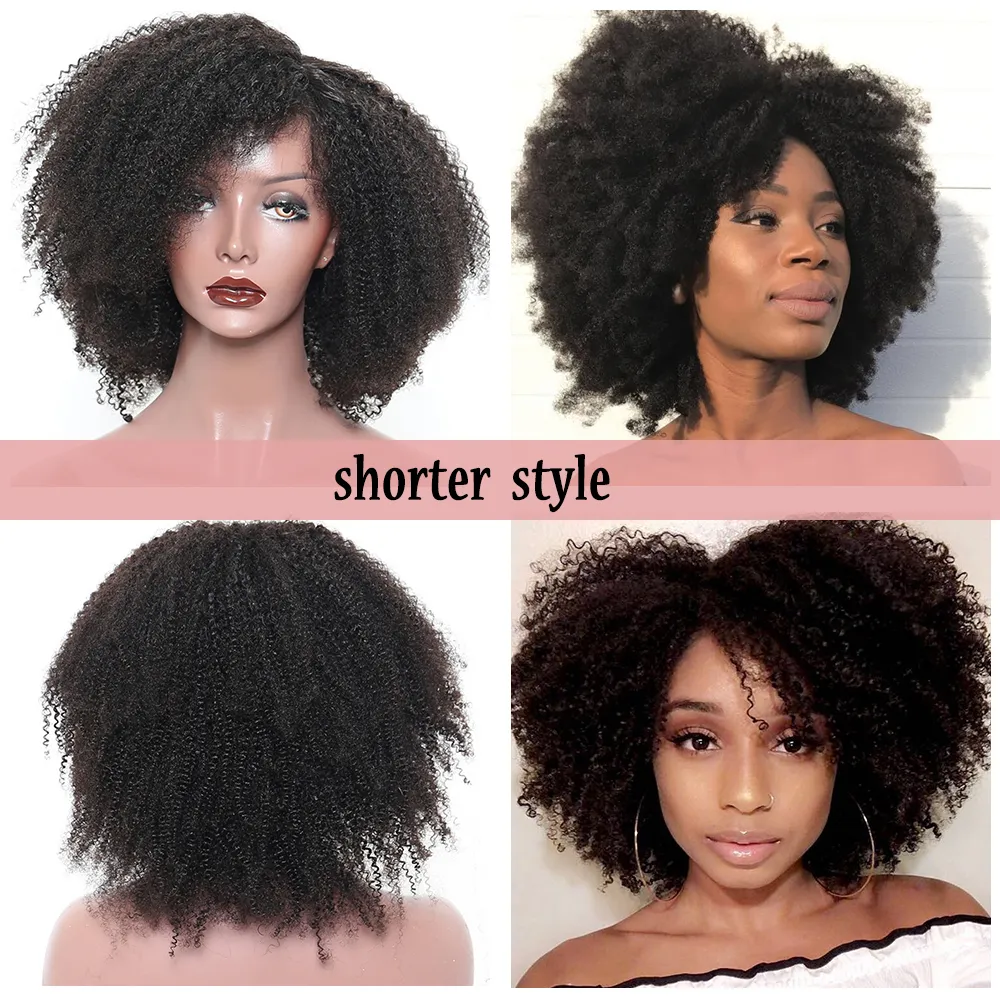 Afro Perruque Avant De La Dentelle Humaine Bouclée Kinky Wig Bob ...