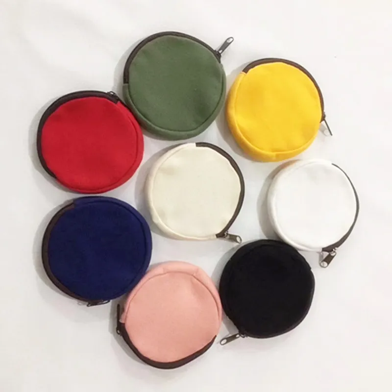 Round Cotton Canvas Zipped Coin Purse: Colorful Fabric Coin Bags - Shop ...