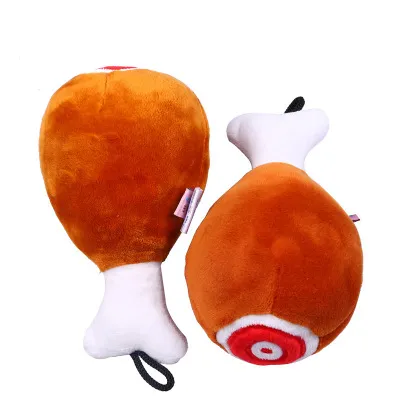 Bite Resistant Sound Plush Chicken Leg Dog Toy | Interactive Teddy Pet ...