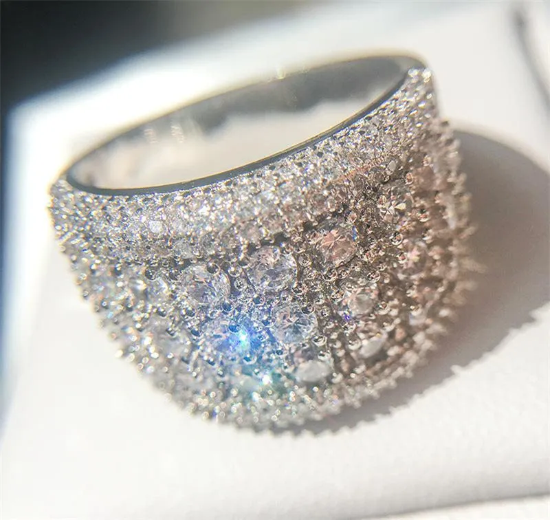 Fashion Engagement Rings: New Silver Color Rings with Bling Luxury Full ...