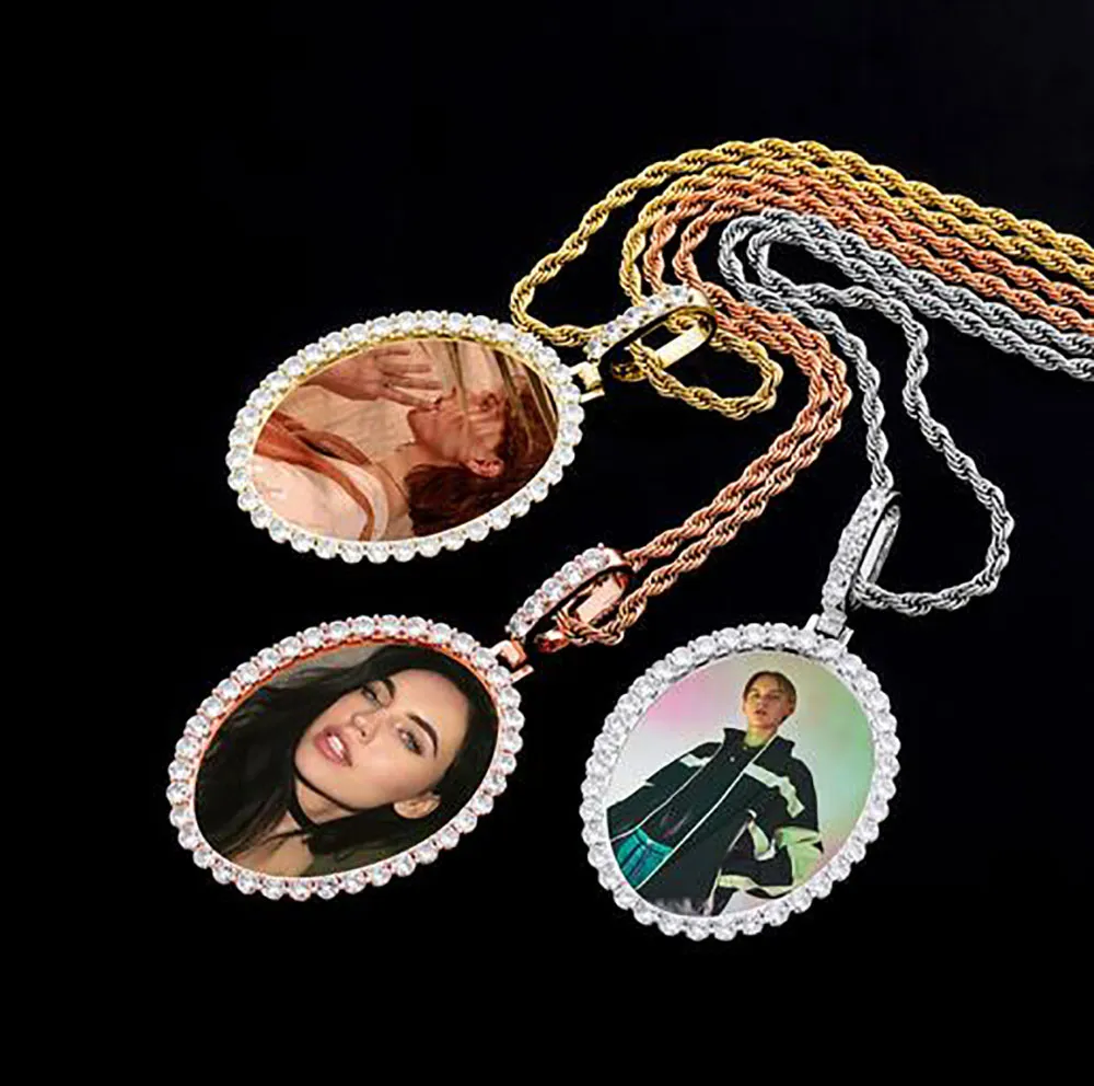 Custom Photo Engraved Pendant Necklace - Oval Medallion in Gold ...