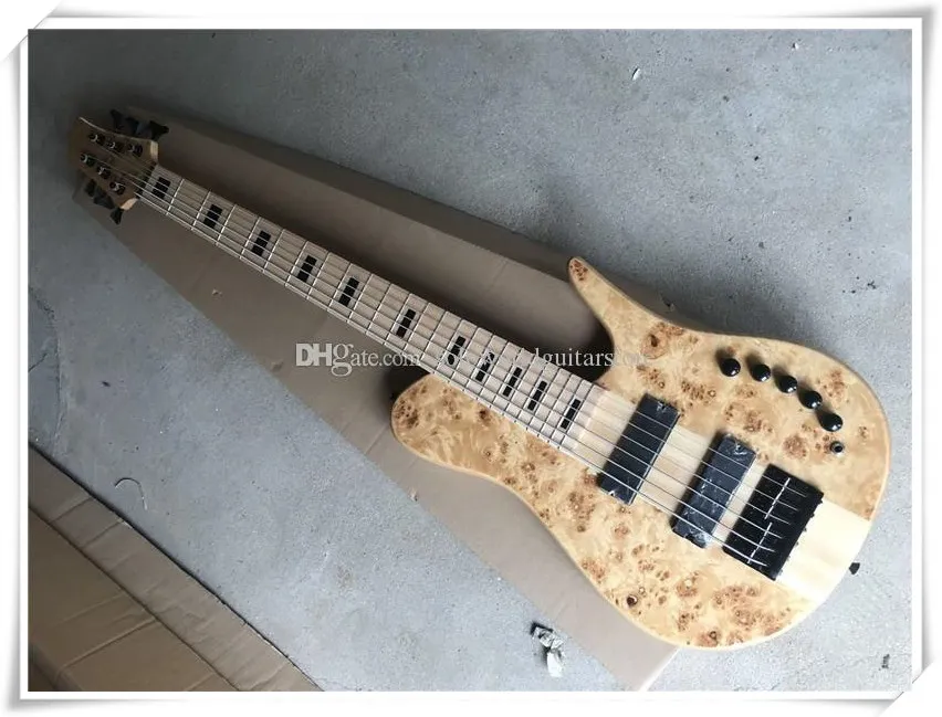 Custom 6 String Neck Thru Body Electric Bass Guitar Maple Fingerboard ...