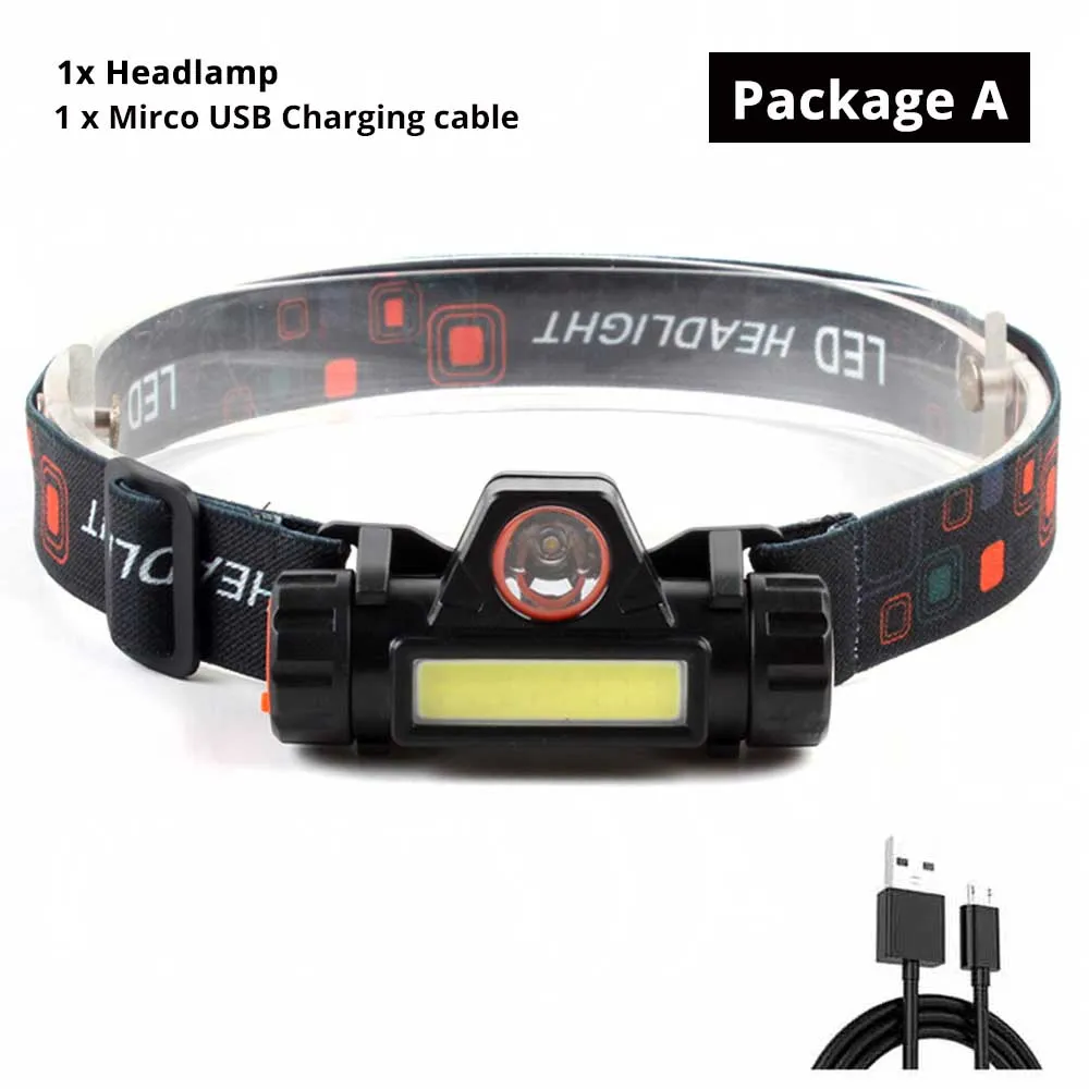 LED Rechargeable Head Lamps XPE COB Work Light 2 Lighting Modes With ...