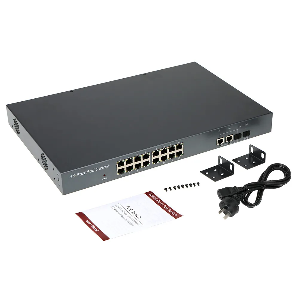 16 Port PoE Switch with Gigabit Uplink: Power Your IP Cameras & VoIP ...