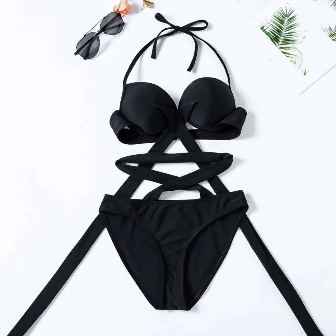 White Bandage Brazilian Bikini With Push Up Large Swimsuit Sexy Female ...