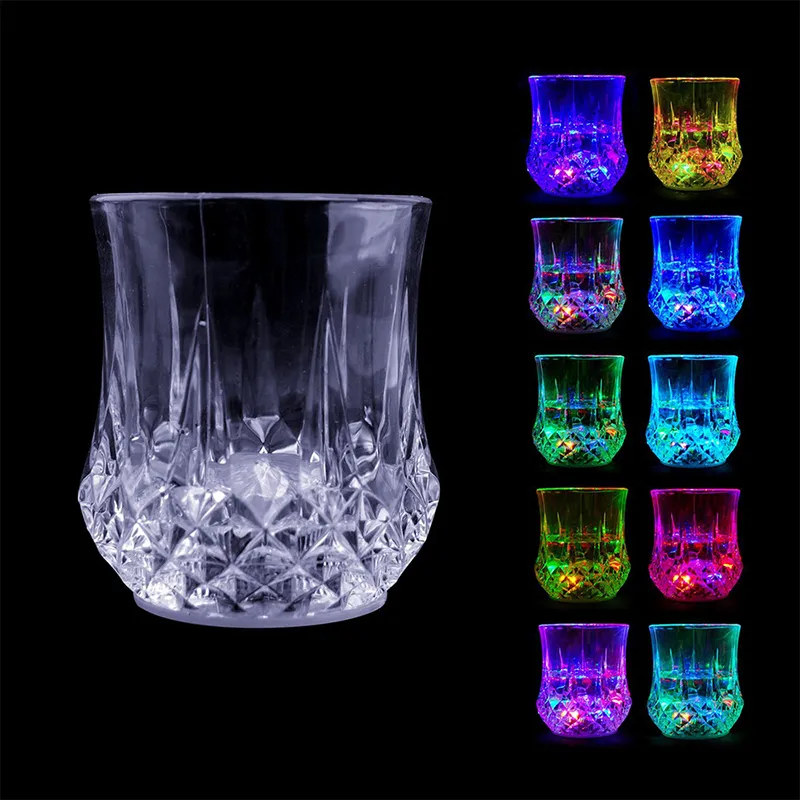 LED Flashing Glowing Wine Beer Double Shot Glass Size Mug Water Liquid ...