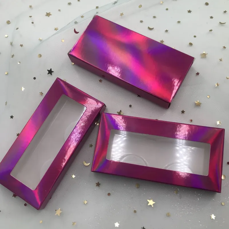 3D Mink Eyelash Boxes Customizable Pink Holographic Packaging For ...