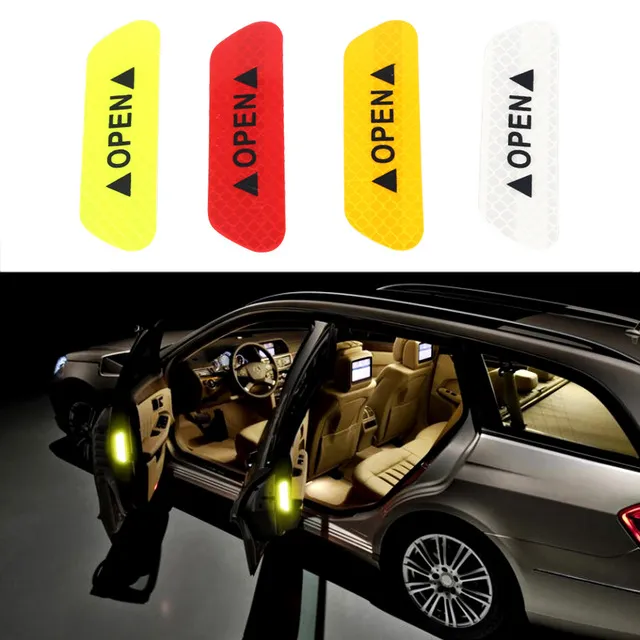 Reflective One Door Cars Stickers OPEN Sign & Safety Strip Light ...