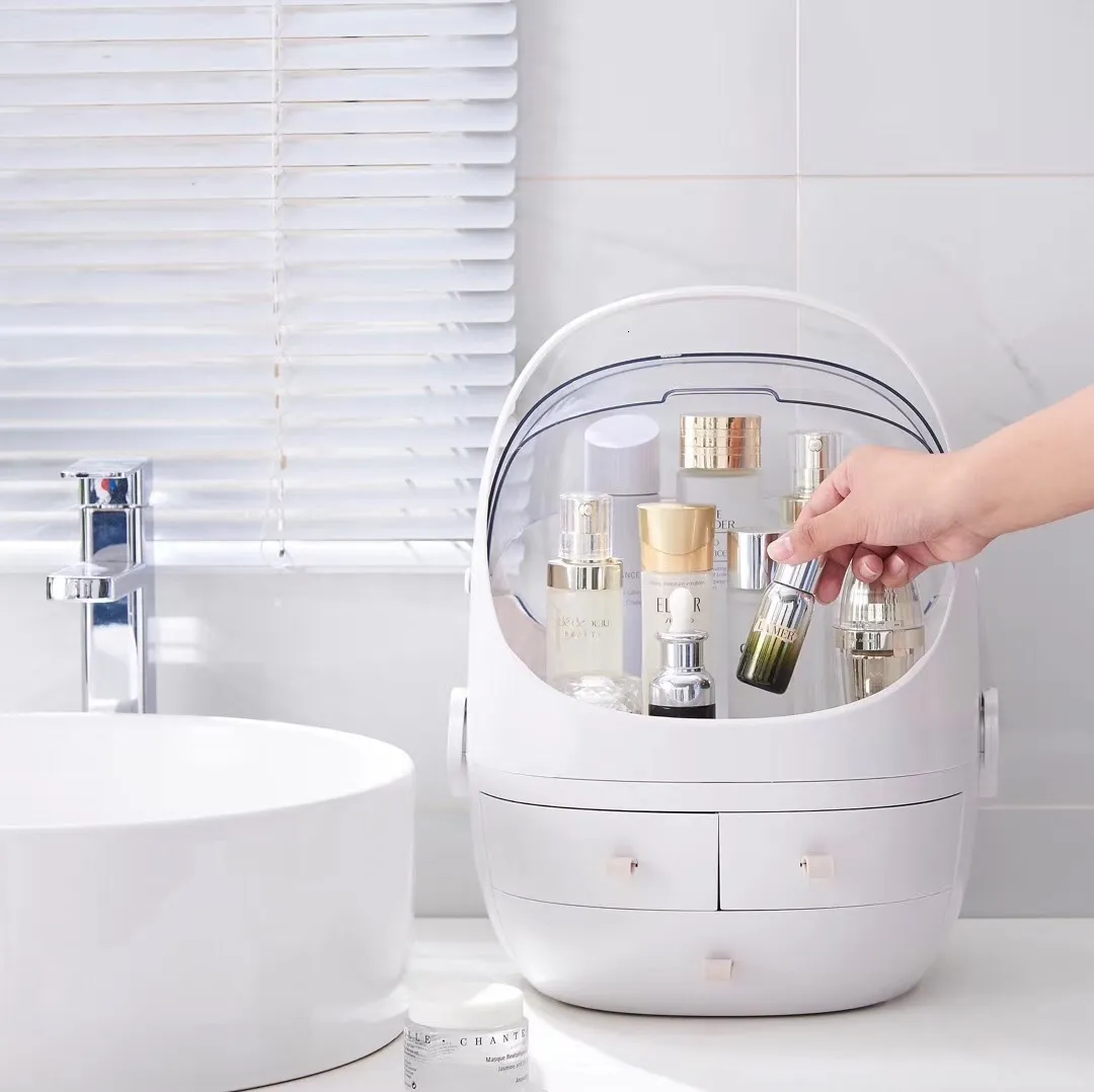 Plastic Makeup Storage Box Portable Cosmetic Organizer Large Make Up ...