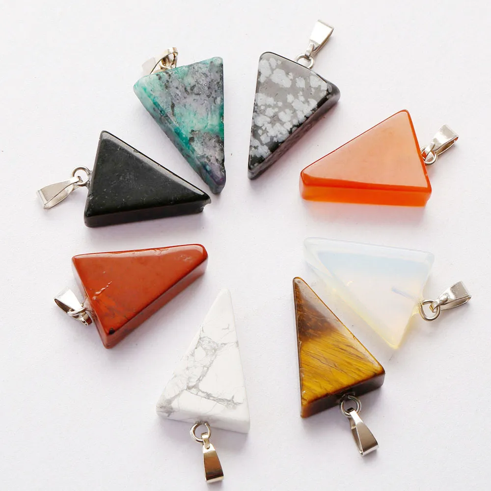 Natural Stone Beads Jewelry Making: Triangle Crystal Pendants For ...