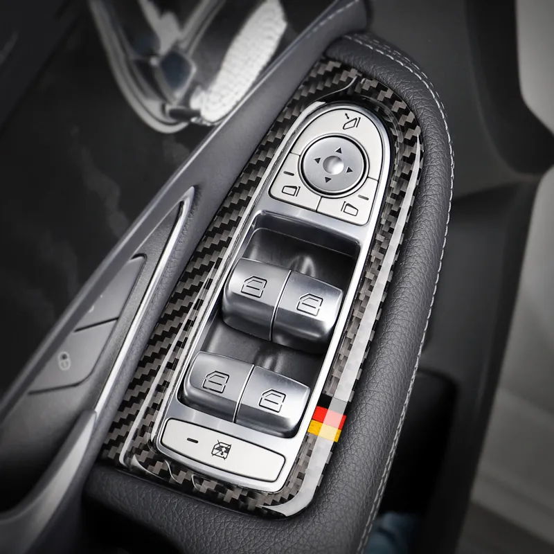 Carbon Fiber Window Switch Armrest Trim for Mercedes C Class W205 GLC 2024 Interior Car Accessories