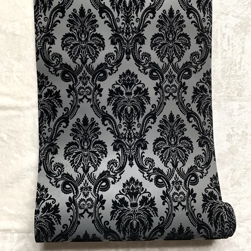 Black And White Damask Pattern Wallpaper