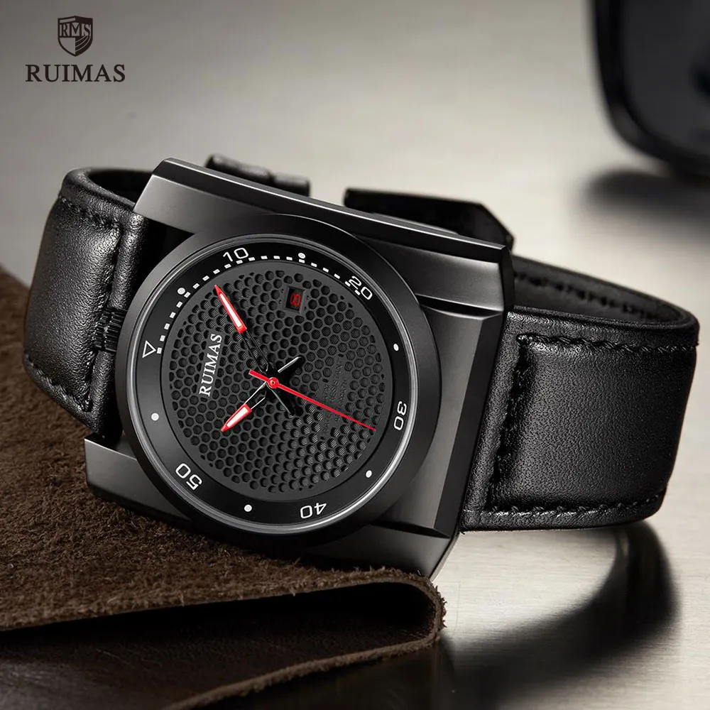 Mens Luxury Watches: Square Dial Automatic Mechanical Watch With Black ...