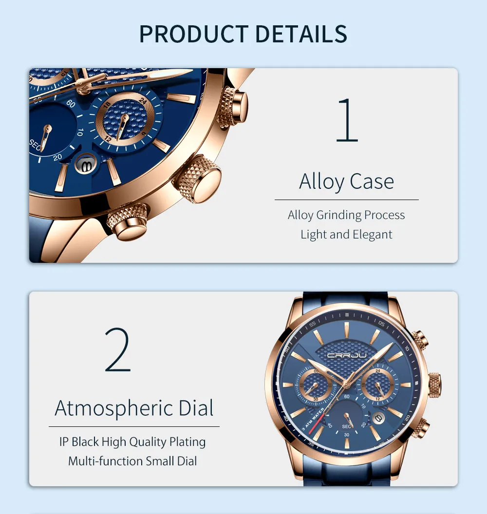Chronos Watch Style: Blue Chronograph Wristwatch With Stainless Steel ...
