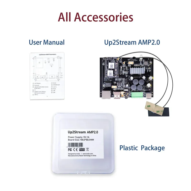 AMP WiFi And Bluetooth 50 Audio Amplifier Board Module Wireless Class D ...