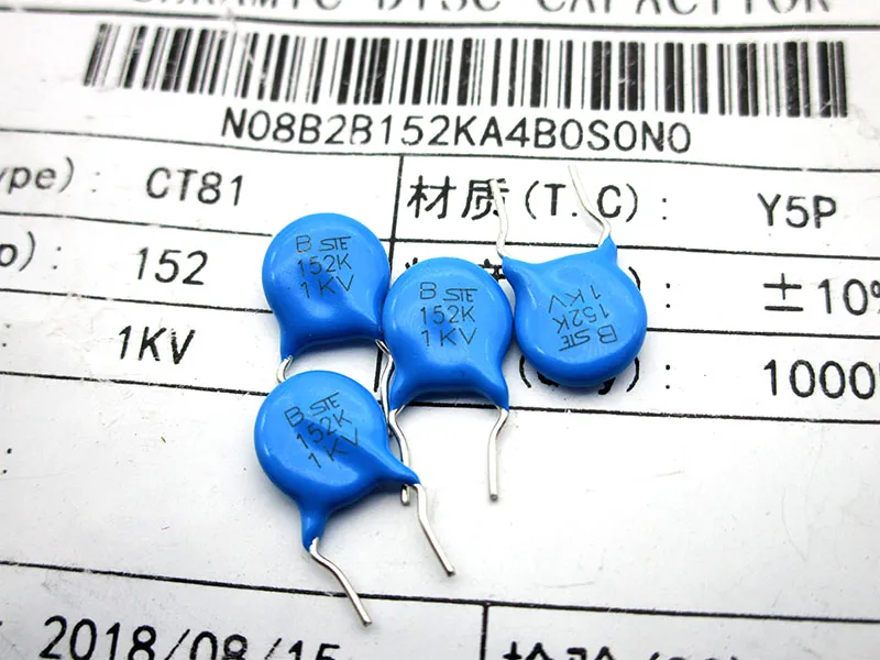 Wholesale High Voltage Ceramic Capacitor 152k 1000V 1.5nF 10% Y5P 5mm ...