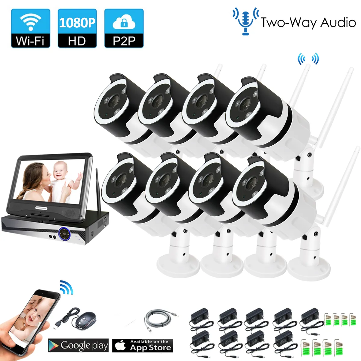DHgate.com:Upgraded8CH 1080P Wireless NVR Security Camera System with ...