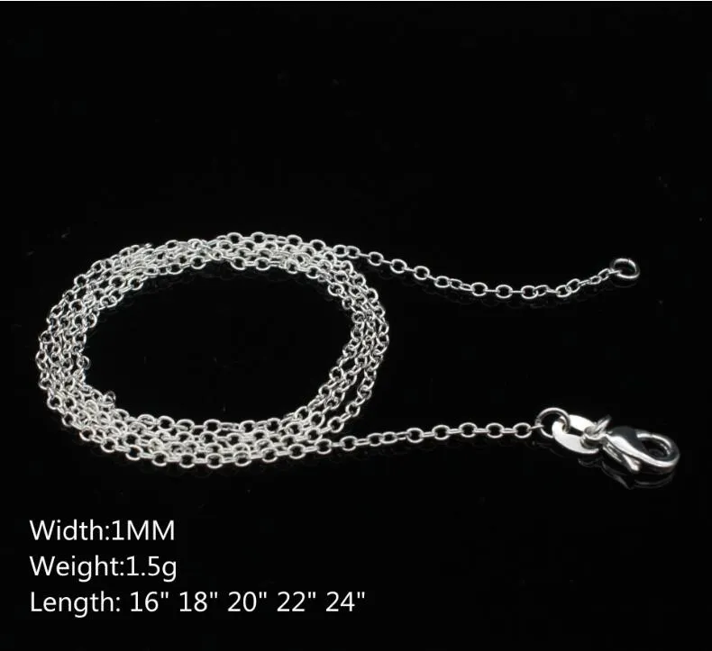 925 Sterling Silver Necklace Chains: Thin 1MM Smooth Chain For Women ...