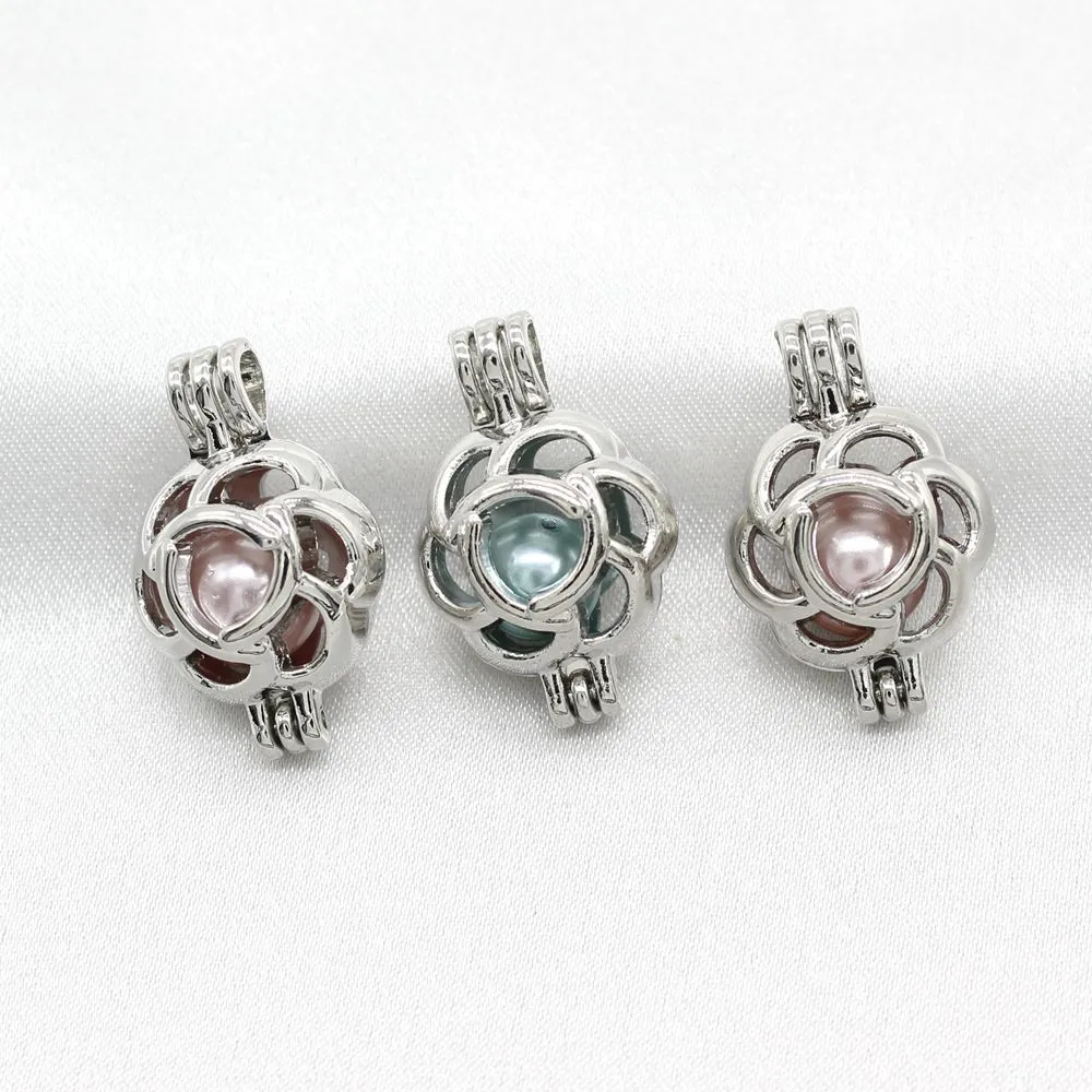 DHgate.com:10pcs Silver Rose Flower Cage Lockets for Perfume Oil ...