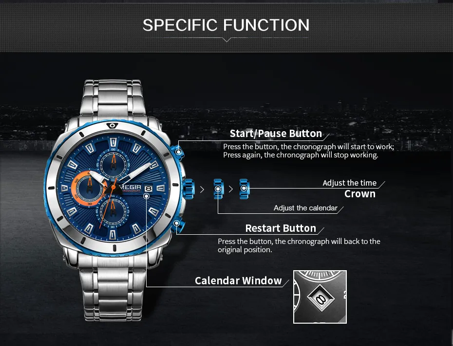 MEGIR Mens Quartz Watch Stainless Steel Band... From Djzhucl, $32.6 ...