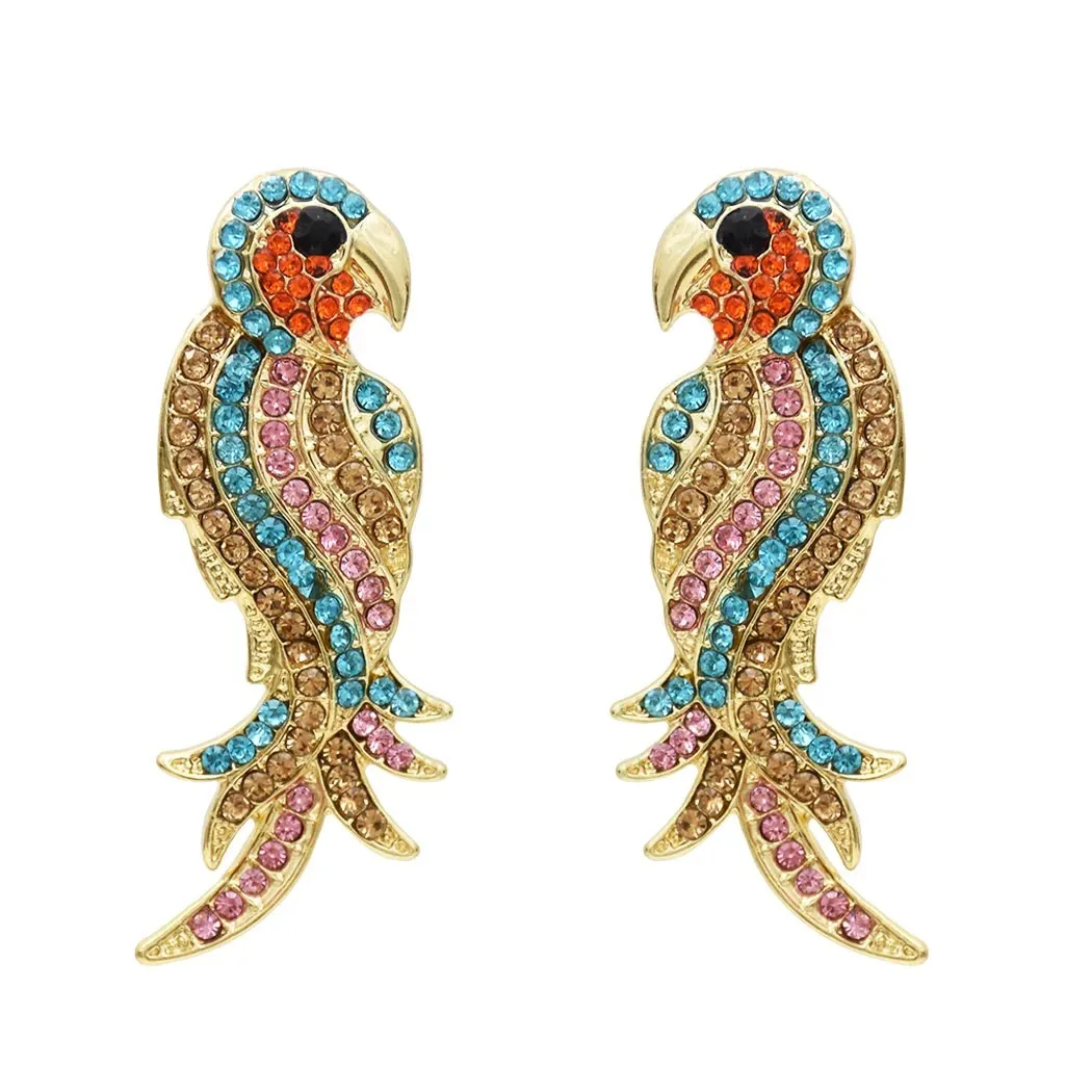 2019 New Design Full Crystal Parrot Bird Earrings High Quality Fashion ...