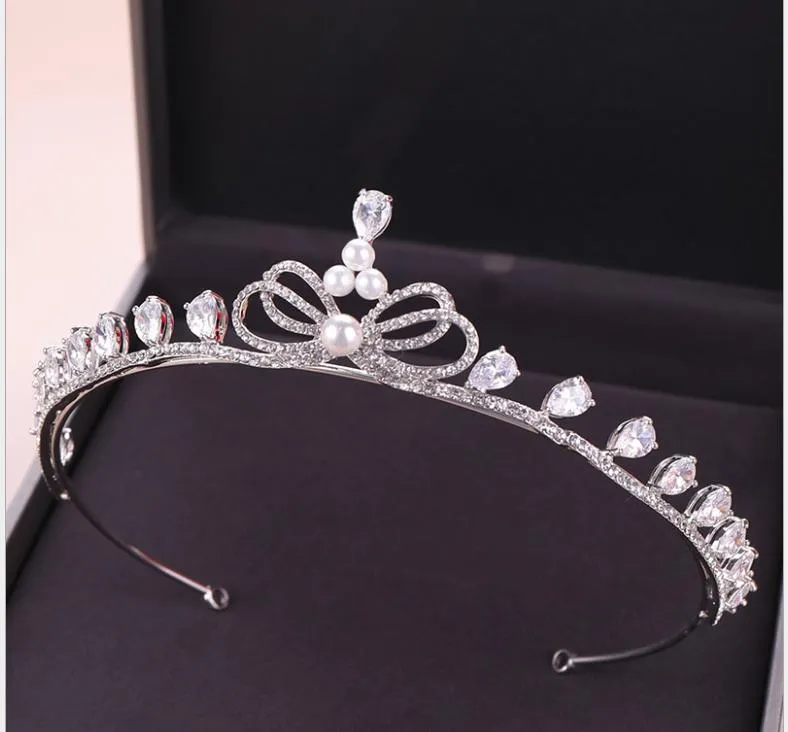 Bride Zircon Bow Crown Princess Birthday Crown Tiara Bridal Accessories ...