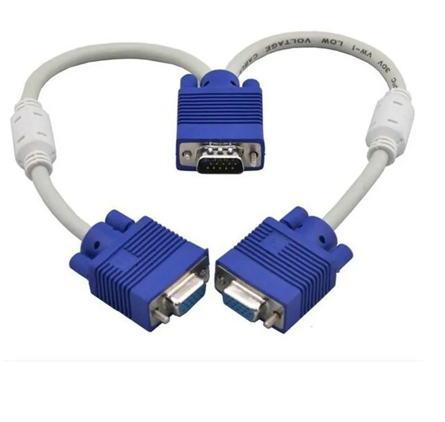 To 2 Monitor Dual Video VGA SVGA Graphic LCD TFT Y Splitter Cable Lead ...