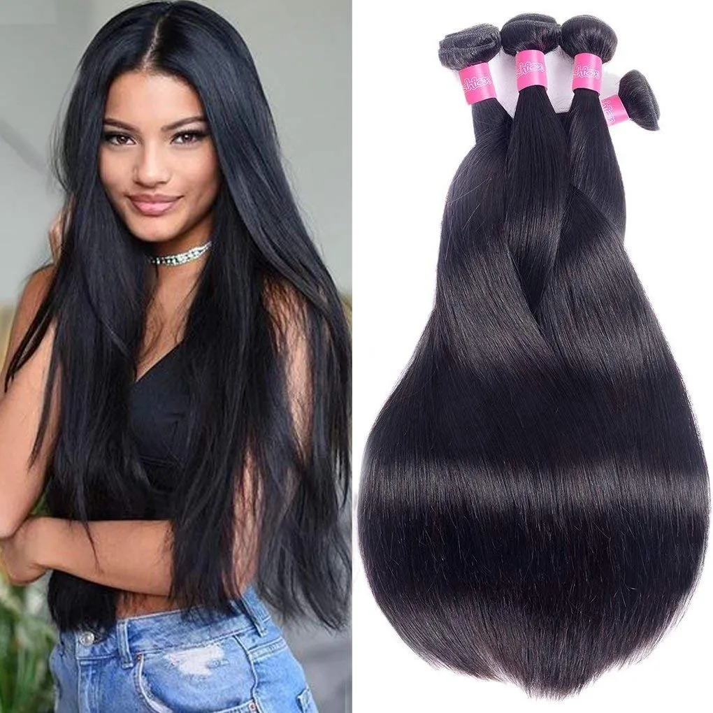 Brazilian Human Hair Extensions 3 Bundles Silky Straight 95 105g/Piece ...