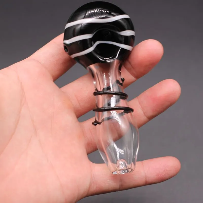 Black Smoking Blown Glass Hand Pipes Pyrex Tobacco Spoon Pipe Mini ...