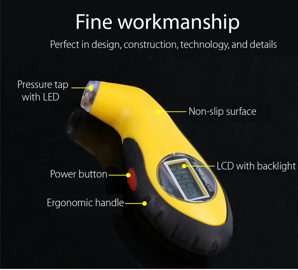 Digital LCD Auto Car Gauge Tester Tire & Tyre Pressure Meter Manometer ...