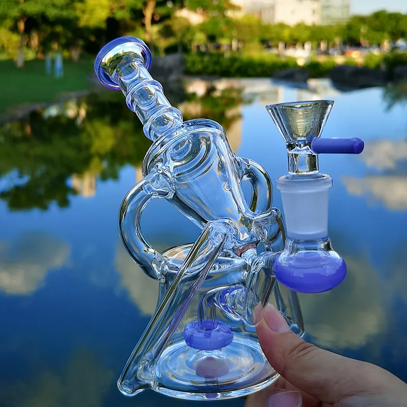 Wholesale Recycler Glass Bong Hookah With 14mm Female Joint, 7 Inch Oil ...