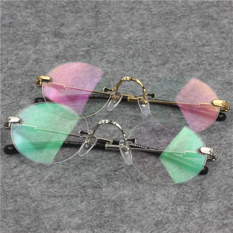 Quality Retro Vintage Round Fashion Unisex Eyeglasses Rimless Glasses ...