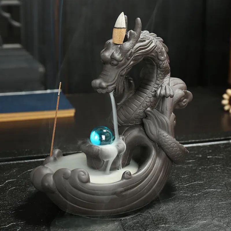 Handmade Dragon Ceramic Buddhist Incense Burner For Aromatherapy ...