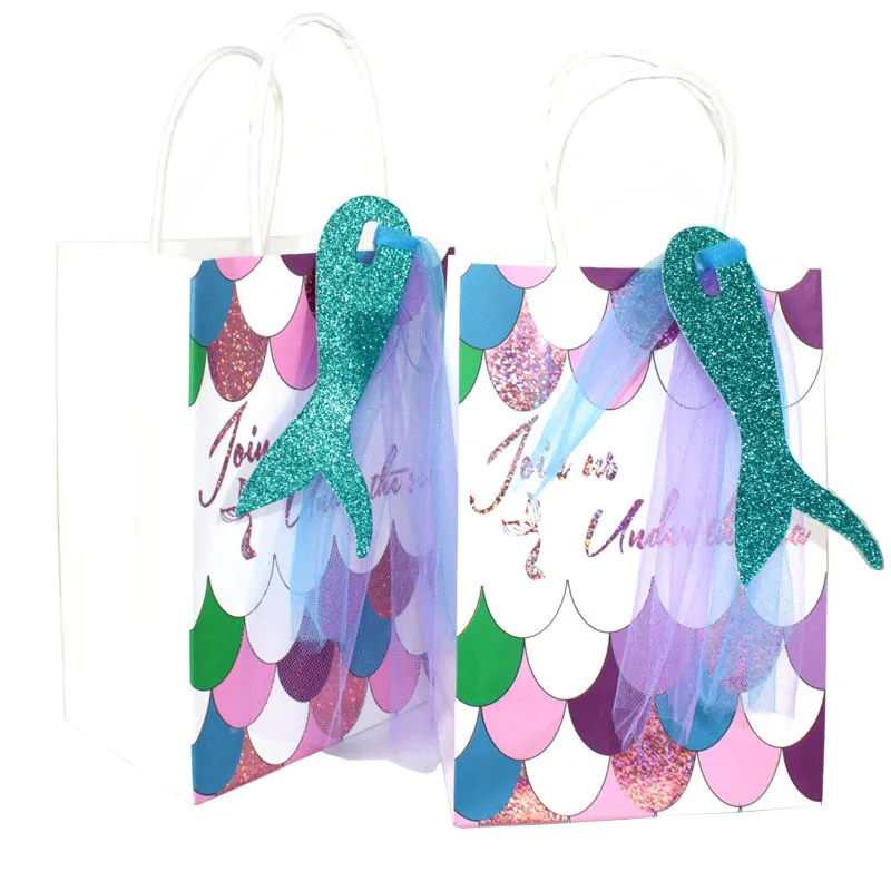 Little Mermaid Gift Bags Sweet Paper Candy Box Bags Mermaid Birthday ...
