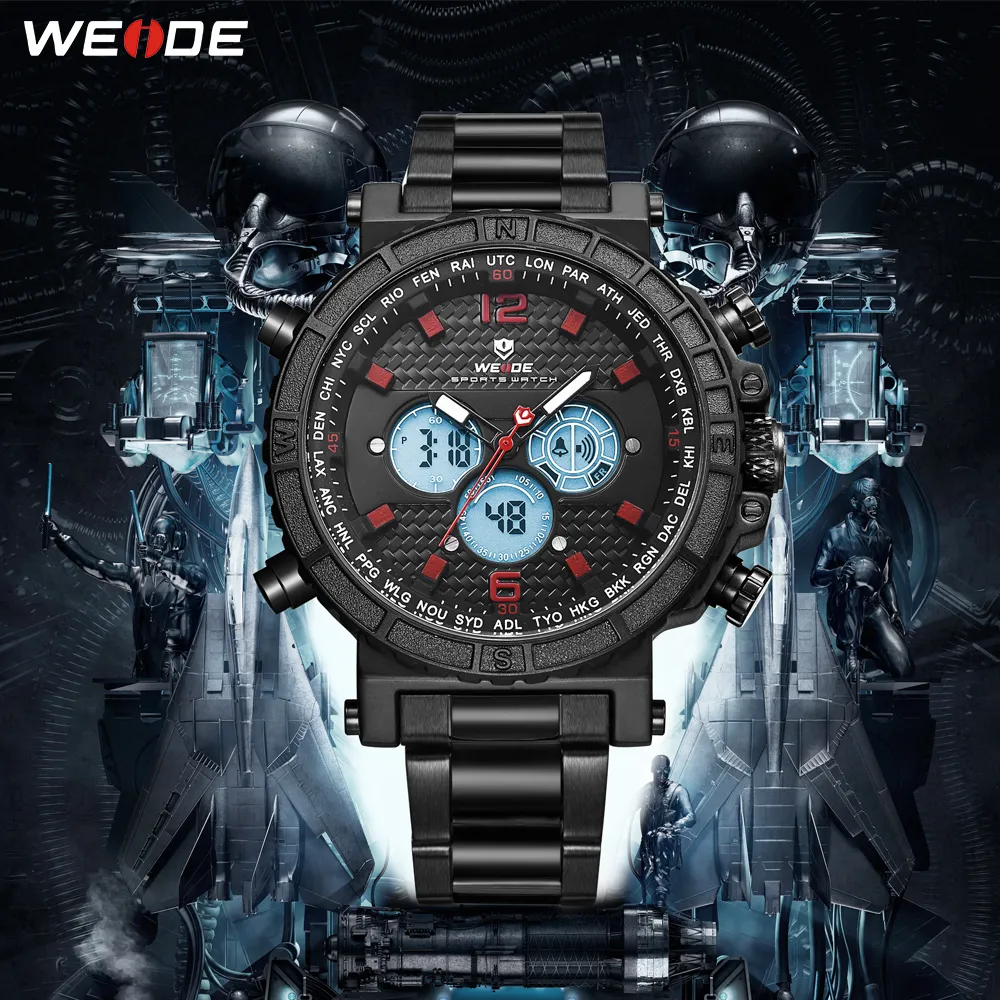 Premium Multi-Time Zone Mens Digital Wrist Watch - Automatic Date ...