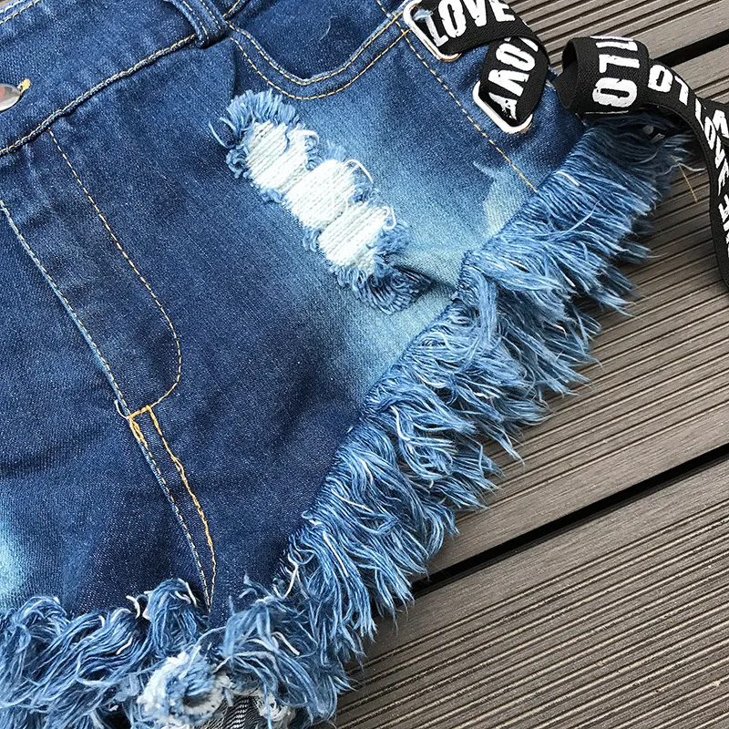 Vintage Tassel Denim Booty Jeans Shorts For Women With Bandage