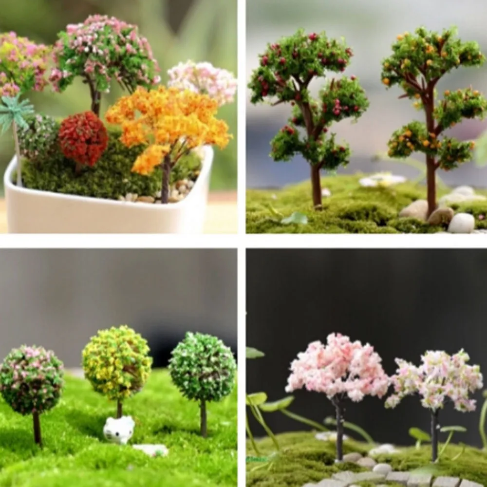 DIY Miniature Garden Ornament: Plastic Trees For Dollhouse Plant Pot ...