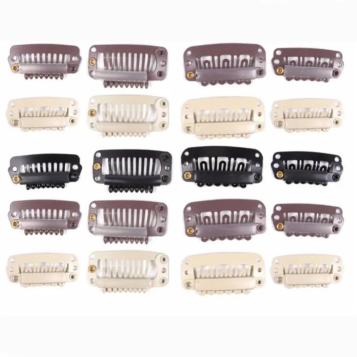 Black Plastic Snap Hair Extension Clips Button Weft Hair Clip Fasteners ...