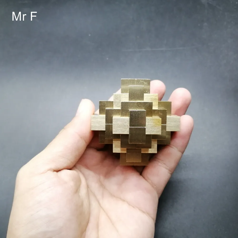 3D Copper Metal Puzzle Brain Teaser Intelligence Game Geometry ...