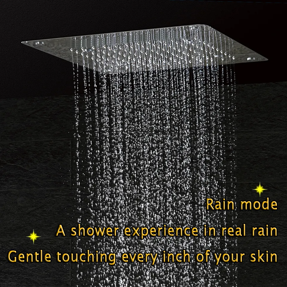 Thermostatic Shower Set With LED Ceiling Showers, Rain Mist Massage ...