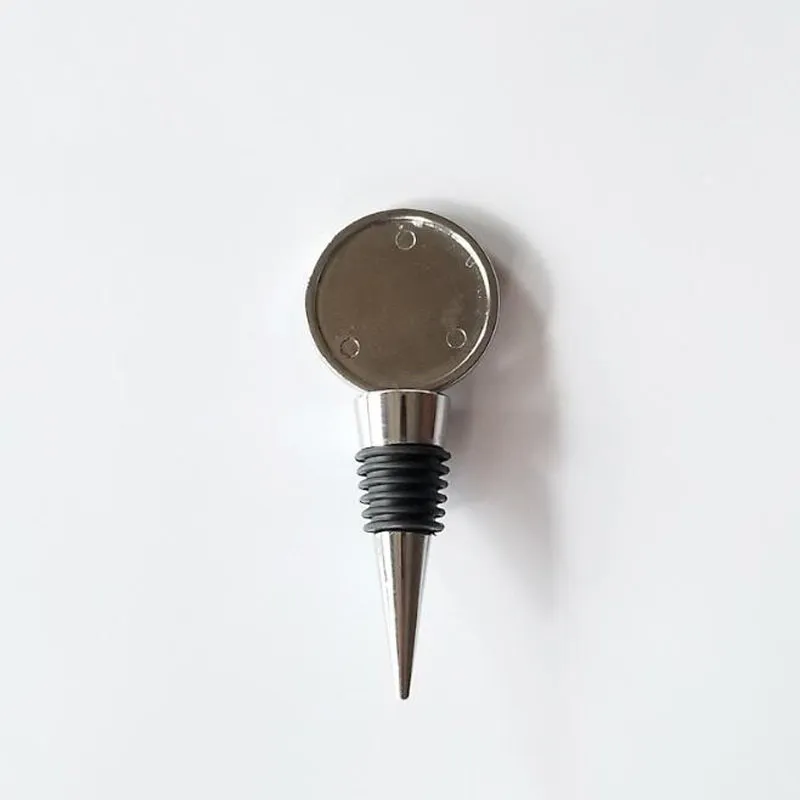 Round Red Wine Bottle Stopper Blank Metal Bar Tool, DIY Crystal Dome ...