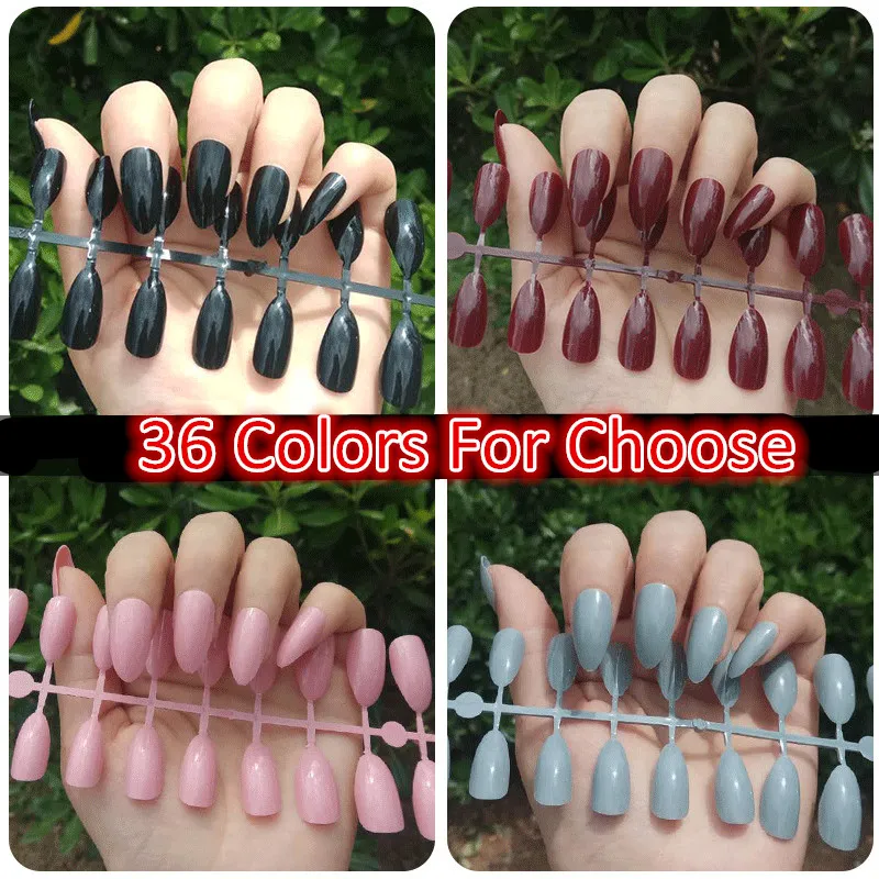 Fake Nails Matte Shiny Solid Color Pointed Sharp... From Wl201415, $0.3 ...