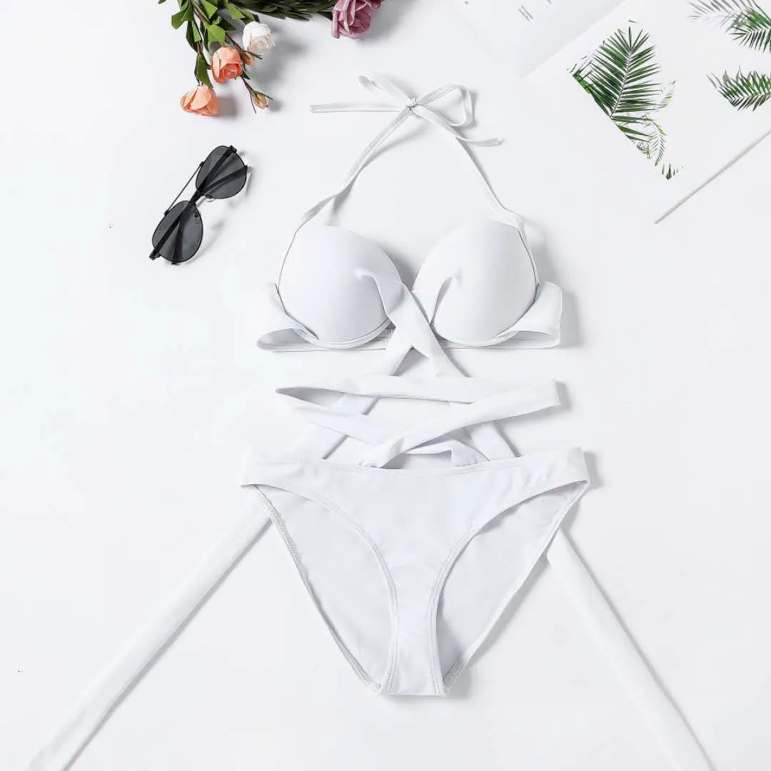 White Bandage Brazilian Bikini With Push Up Large Swimsuit Sexy Female ...