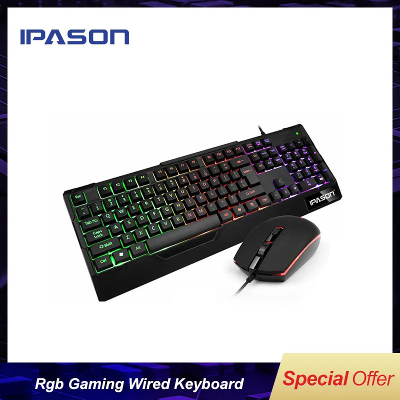 IPASON German Retro Usb Rgb Gaming Wired Keyboard For Game LoL/Only ...