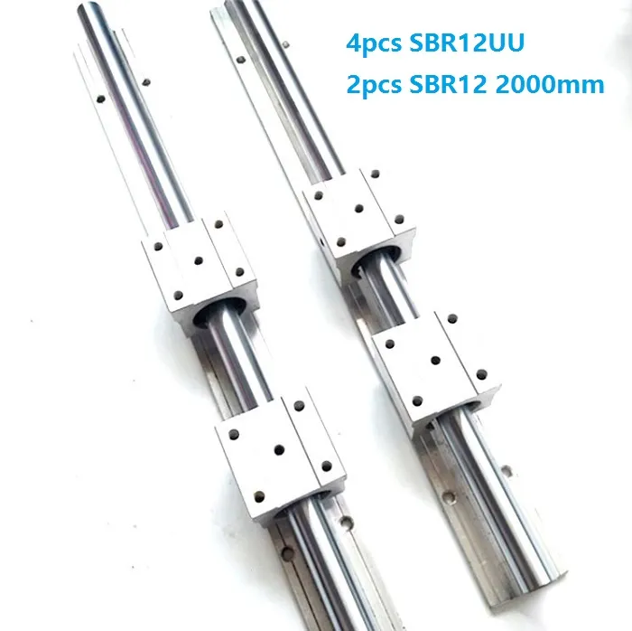 CNC Linear Guide Rail Set: 2000mm Support Rail With 4 Linear Bearing ...