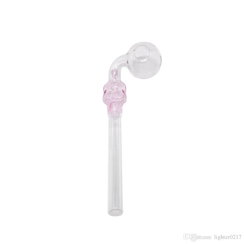 Colorful Glass Skull Oil Pipe Smoking Handle Pipes Curved Mini 14mm ...