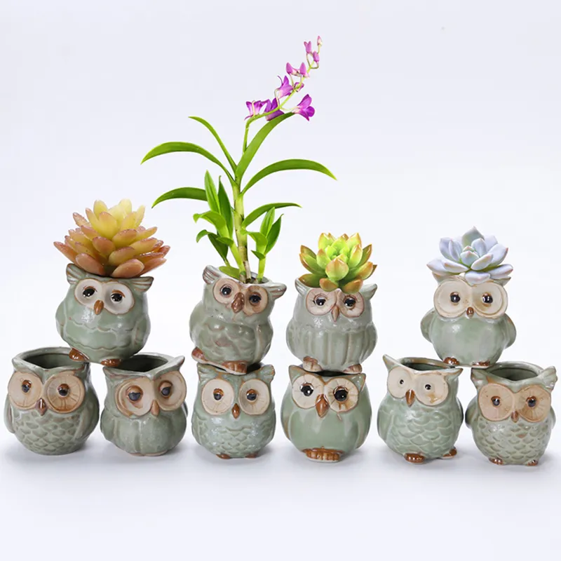 Mini Flower Pots: Charming Owl Shaped Ceramic Planter For Succulents ...