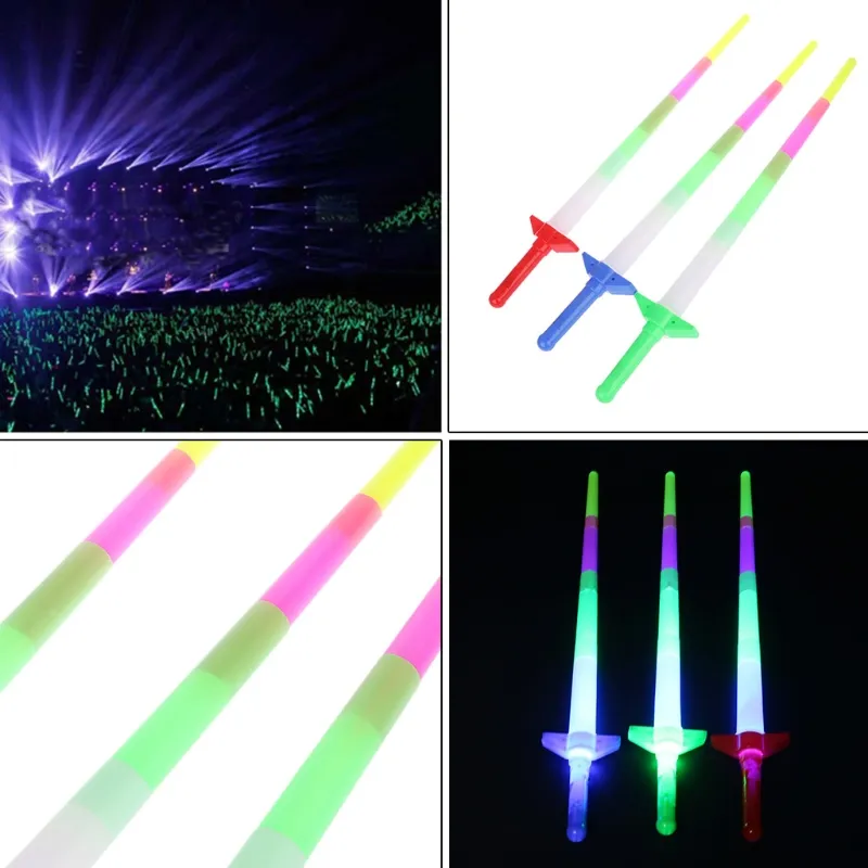 Extendable Rainbow Laser Sword Light Up Toys: Flashing LED Wands Party ...