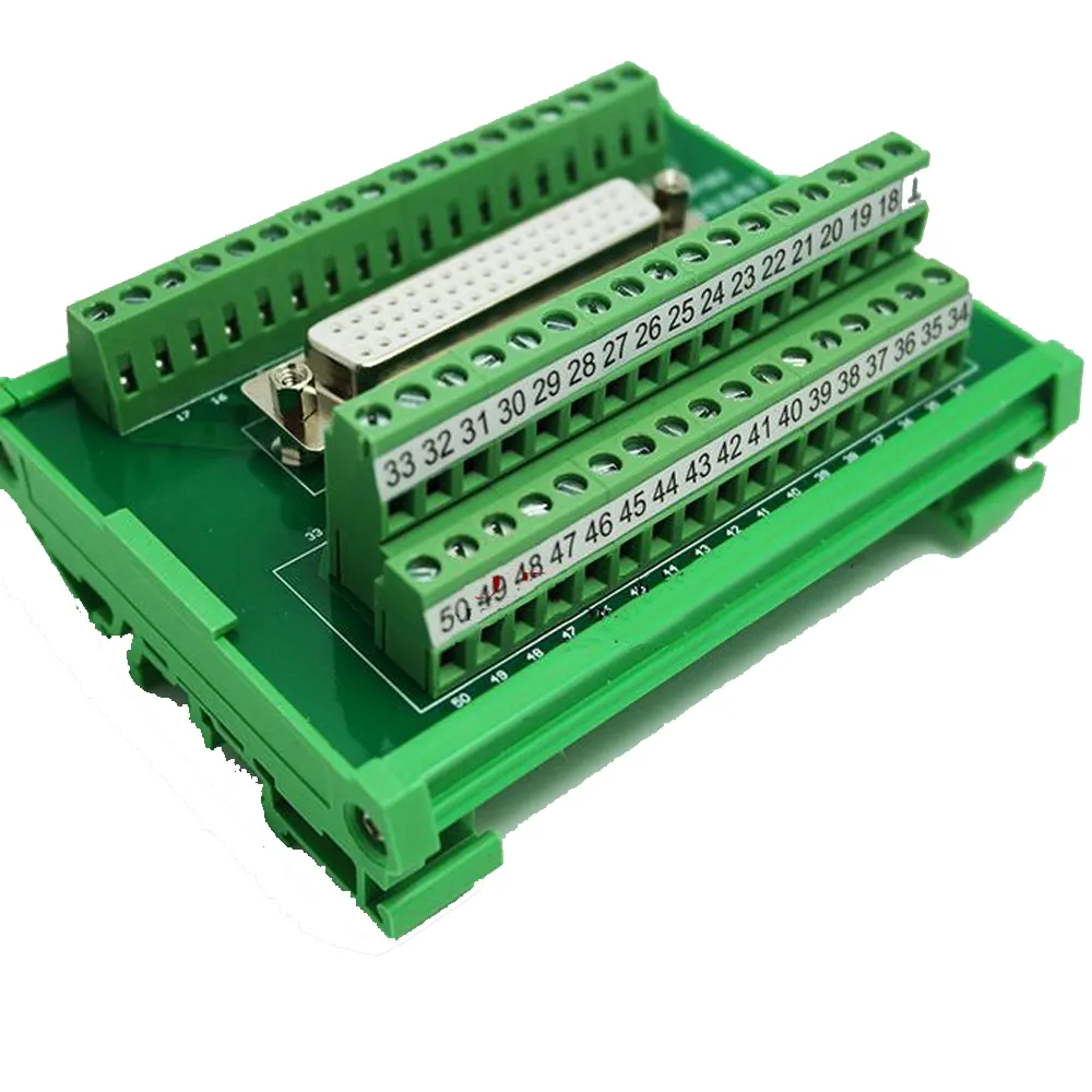 DB50 Female Socket Terminal Block - DIN Rail Mount Adapter, Secure ...